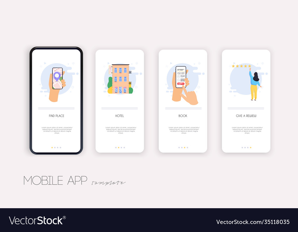 Onboarding Screens User Interface Kit For Mobile Vector Image