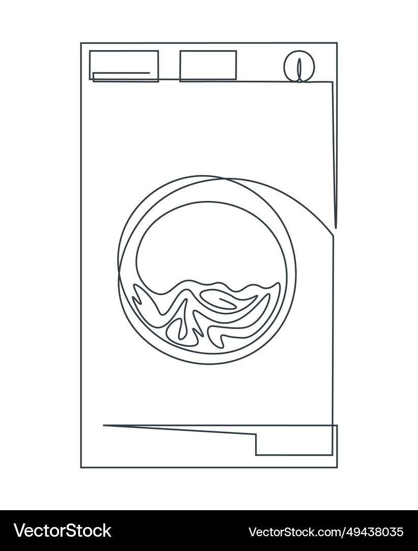 One line drawing of washing machine Royalty Free Vector