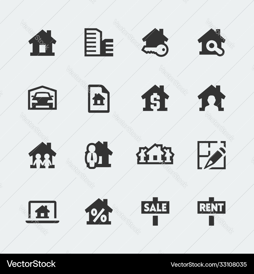 Real estate mini icons set Royalty Free Vector Image