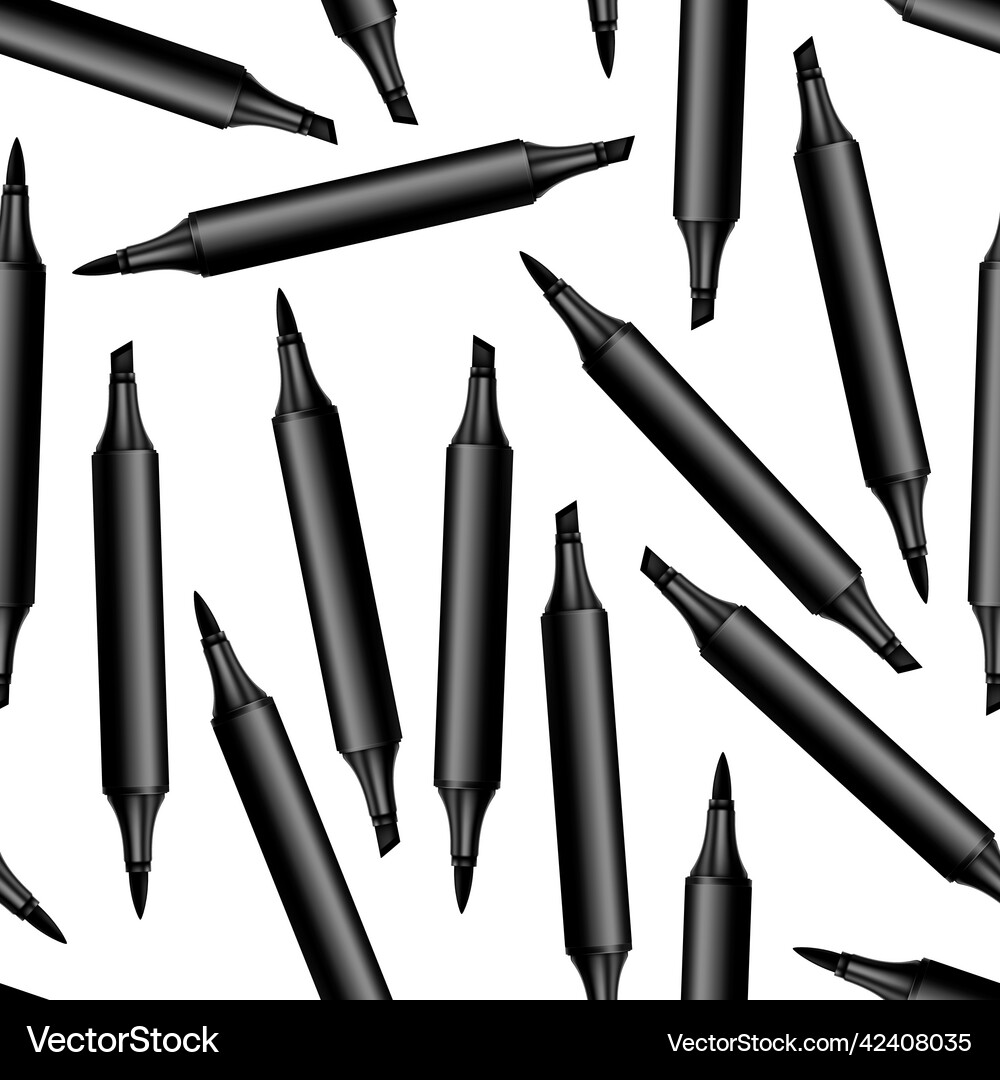 Seamless pattern of black markers on a white Vector Image