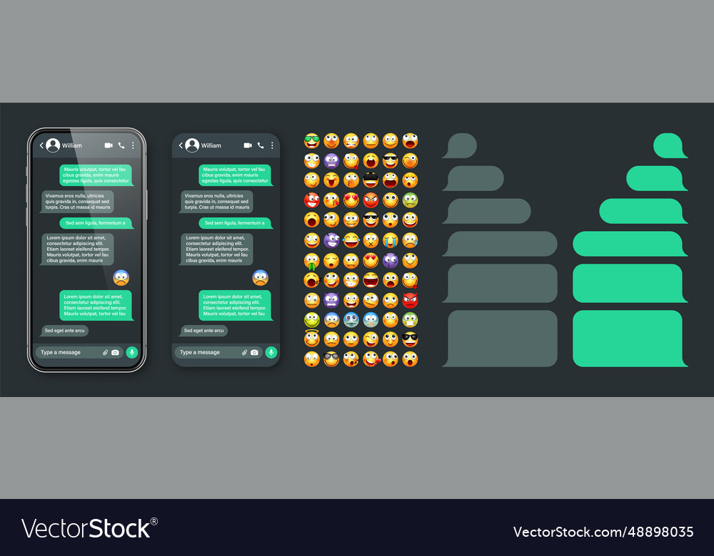 Smartphone messaging app user interface with Vector Image