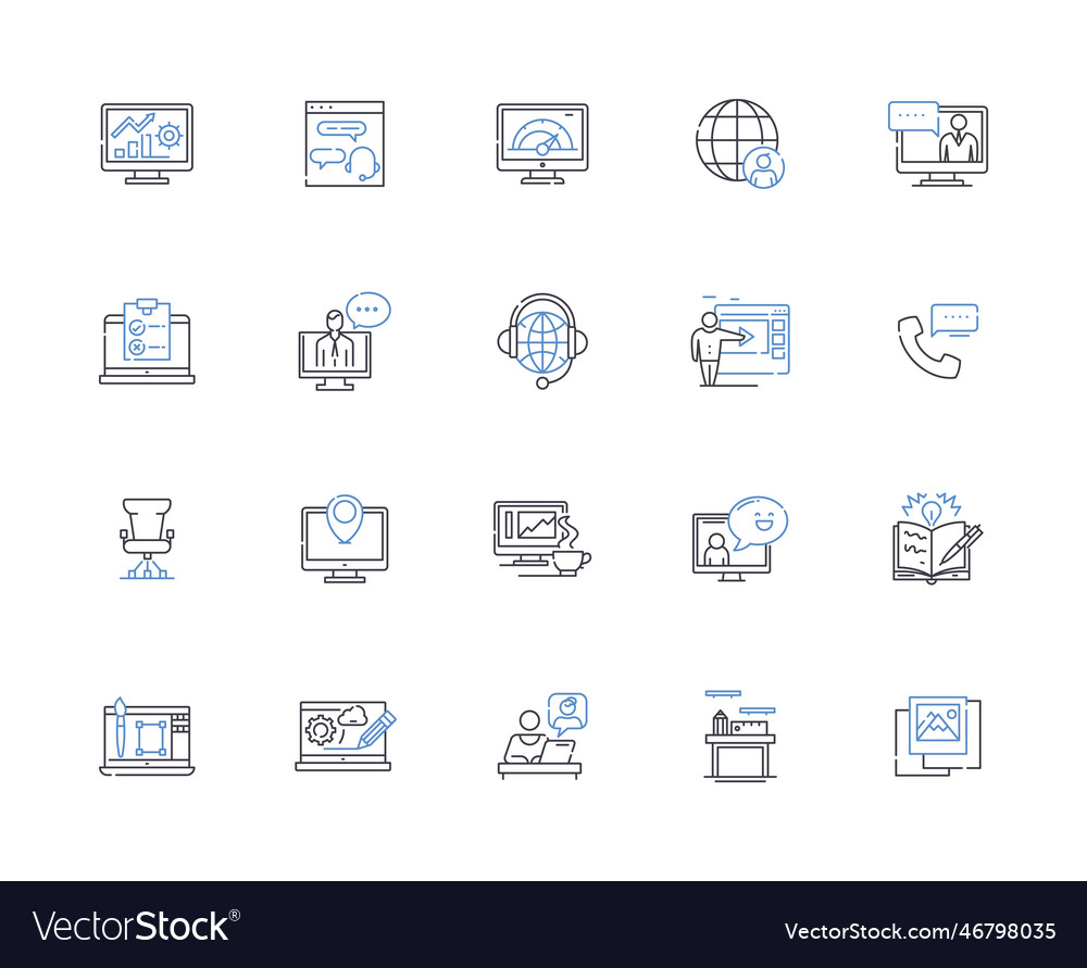 Task workflow line icons collection automation Vector Image Task workflow line icons collection automation Vector Image