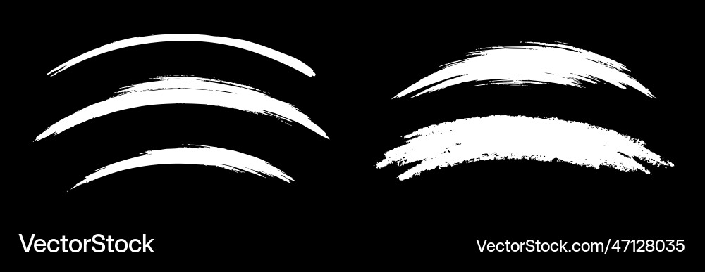 White curved brush lines half round smears Vector Image