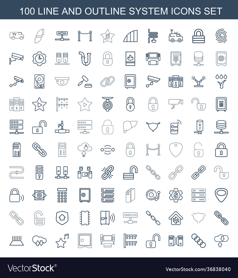 100 system icons Royalty Free Vector Image - VectorStock