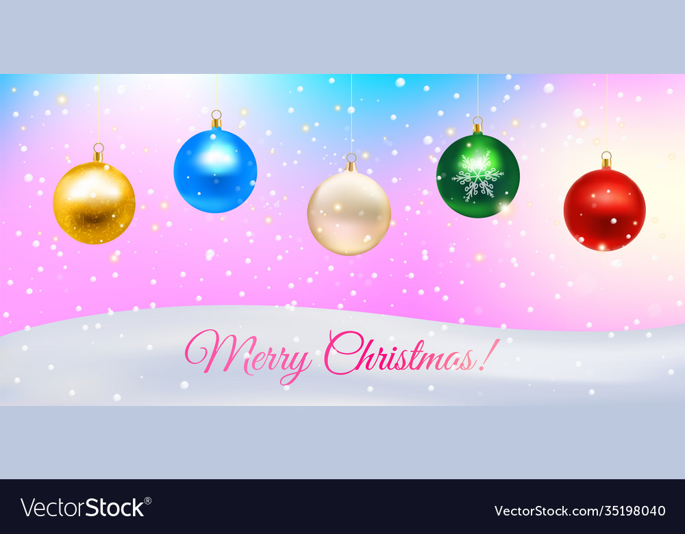 Christmas background with glossy bright baubles Vector Image