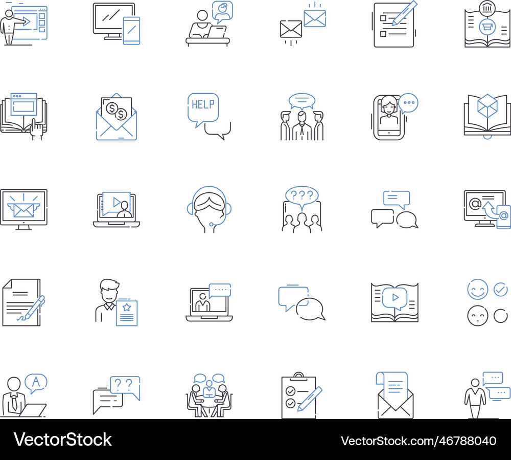 Correspondence line icons collection letters Vector Image