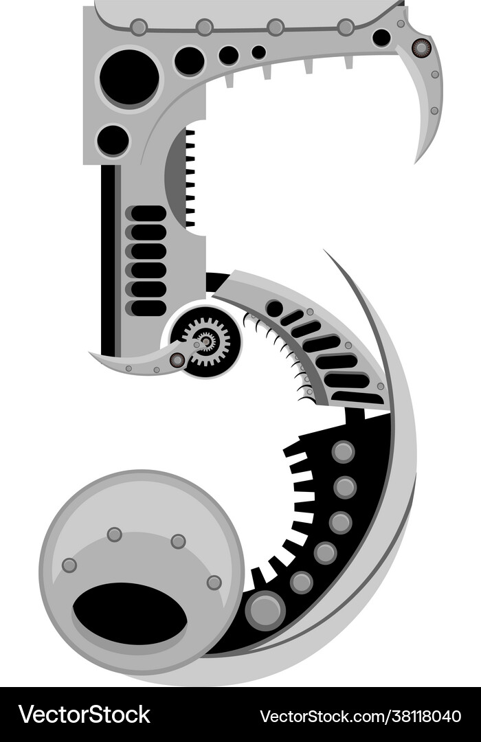 Digit is number 5 in metal style Royalty Free Vector Image