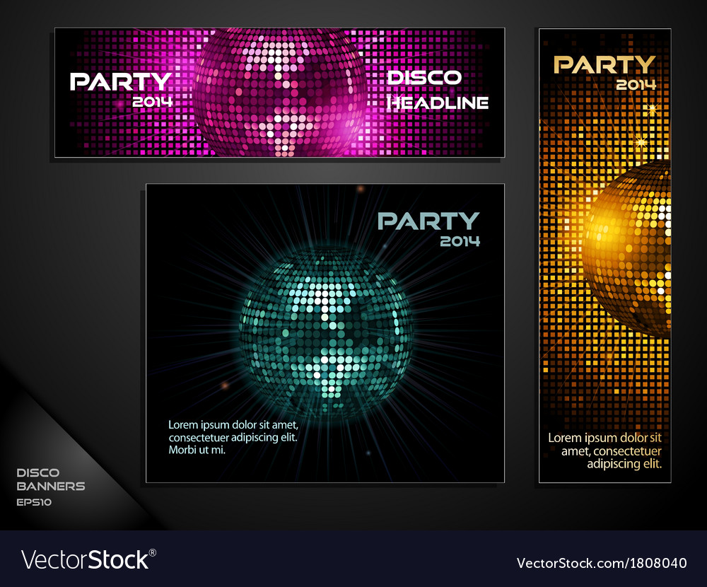 Disco ball mosaic banners Royalty Free Vector Image
