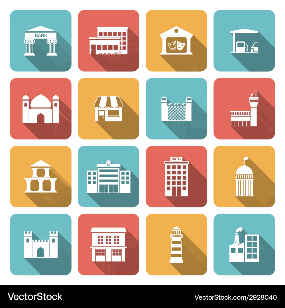 Government buildings icons Royalty Free Vector Image