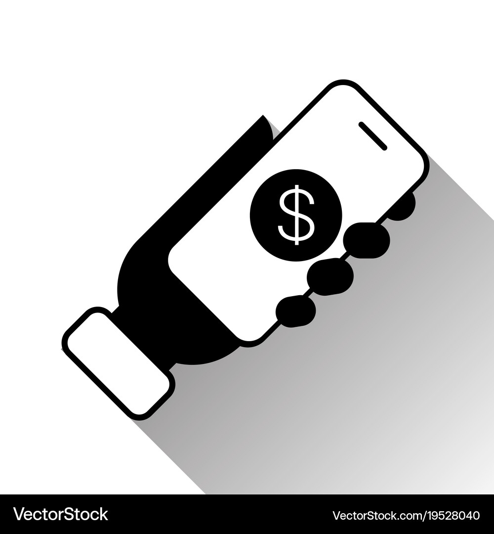 Hand holding smart phone with dollar icon mobile Vector Image
