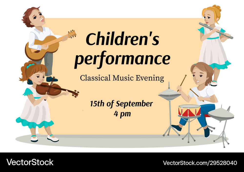 Invitation to children performance or musical Vector Image