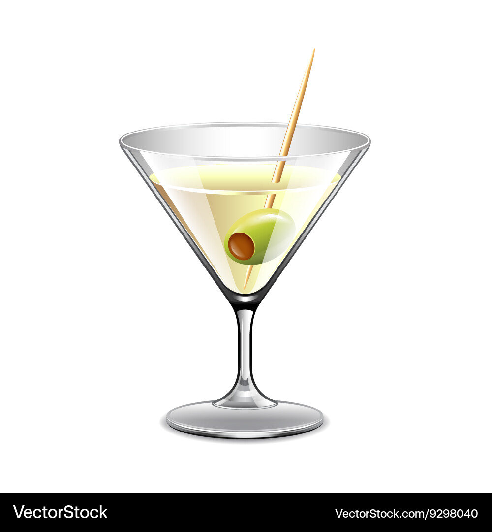 Martini in glass isolated on white Royalty Free Vector Image