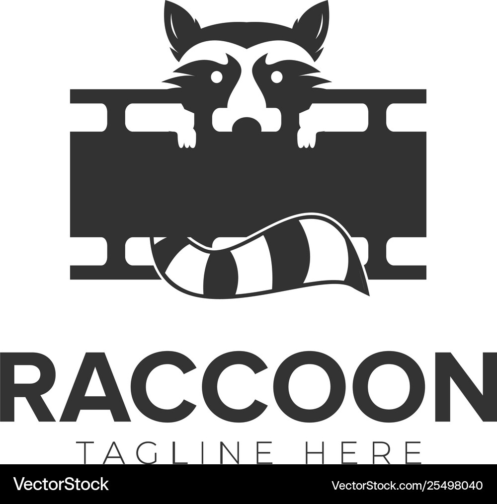 Raccoon studio and media logo Royalty Free Vector Image