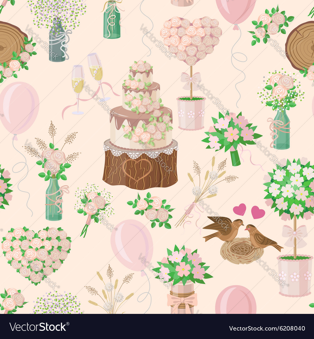 Rustic wedding pattern Royalty Free Vector Image
