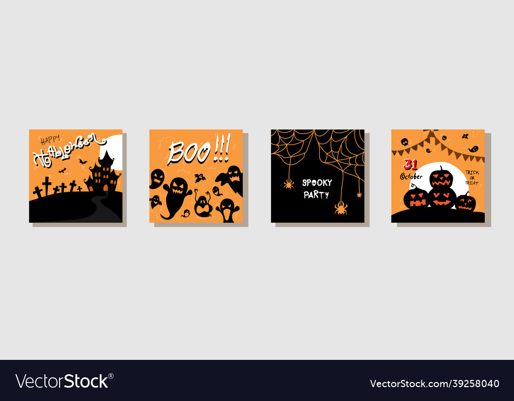 Set of halloween four frames Royalty Free Vector Image