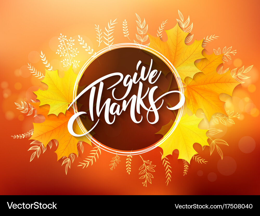 Thanksgiving greeting card with hand Royalty Free Vector