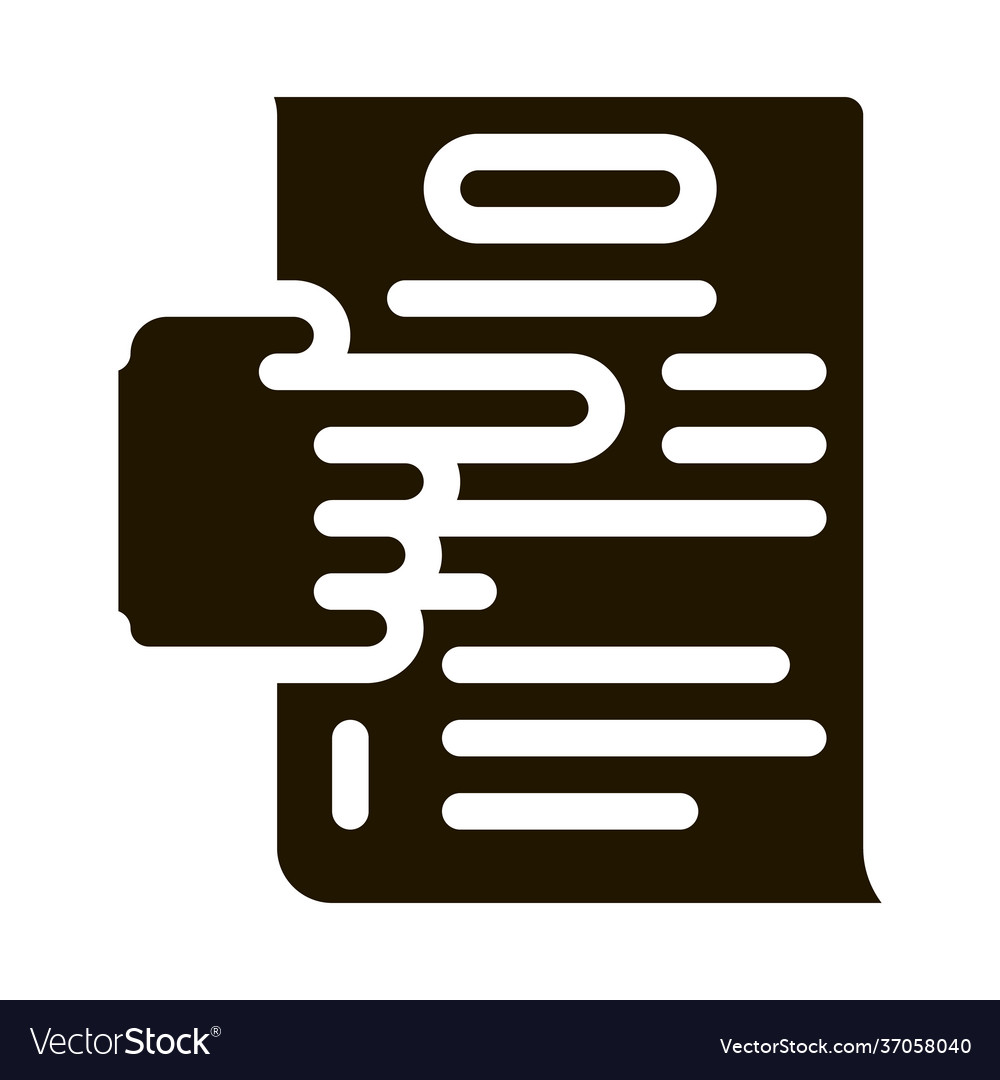 Transaction document pointer icon glyph Royalty Free Vector