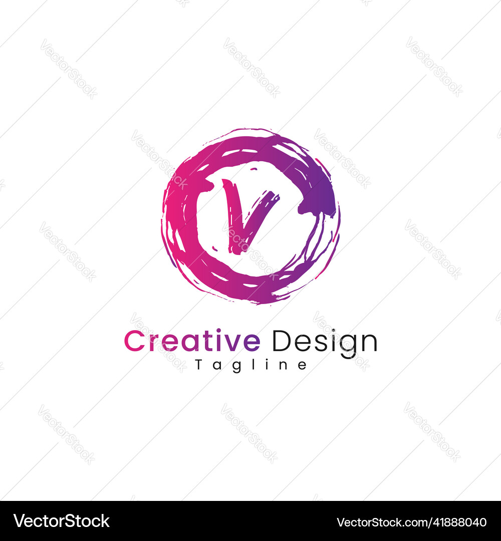 V letter logo in a circle Royalty Free Vector Image