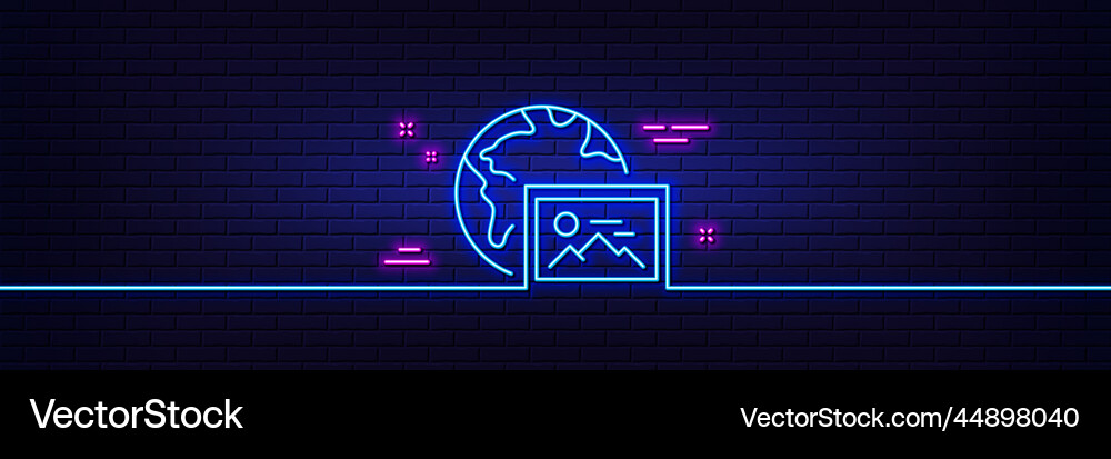 Web photo line icon image thumbnail sign neon Vector Image