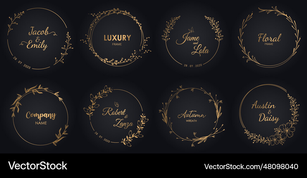 Wedding monograms and floral border design for Vector Image