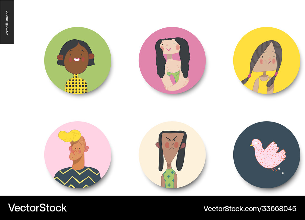 Bright characters portraits set - round avatars Vector Image