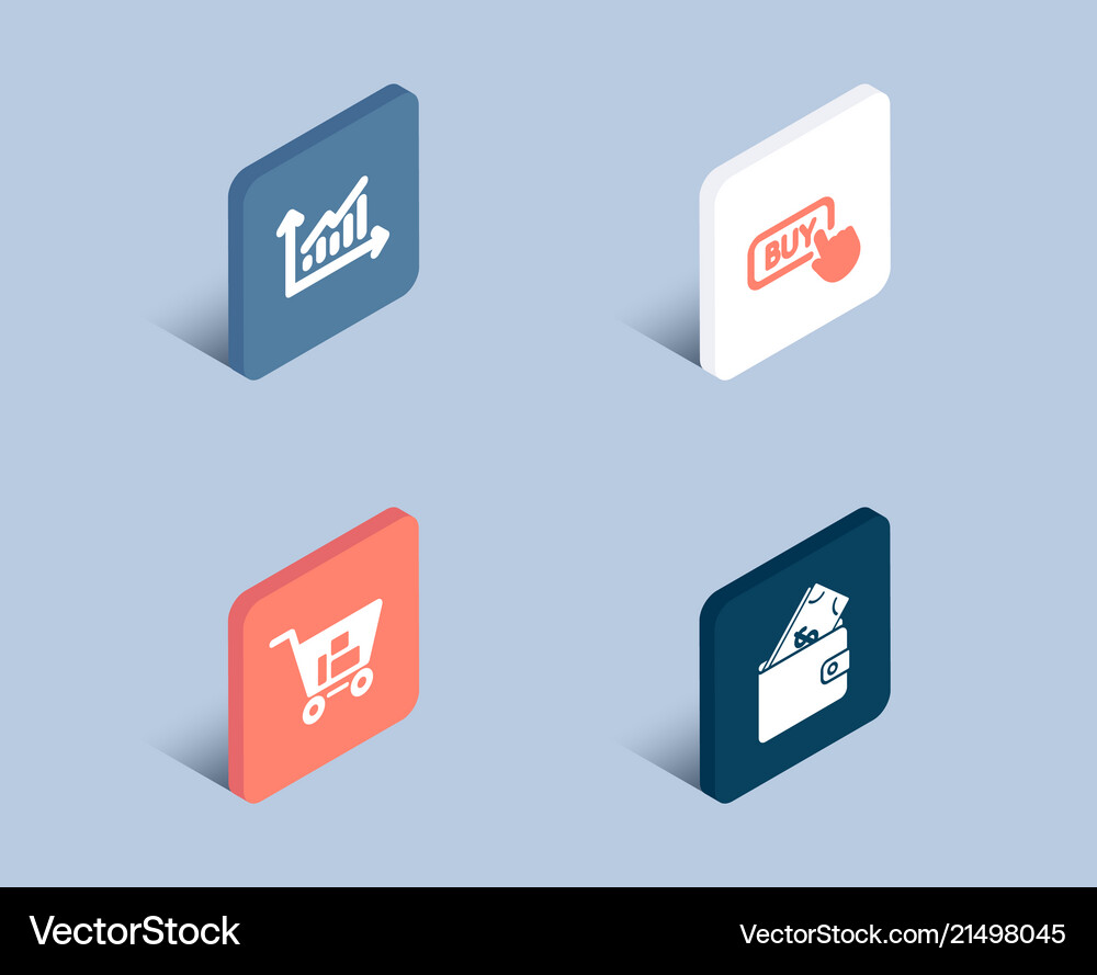 Buy button internet shopping and graph icons Vector Image