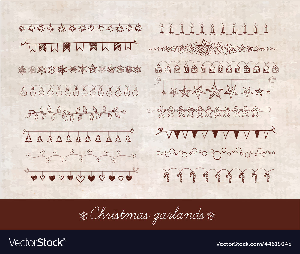 Collection of doodle christmas doodles Royalty Free Vector