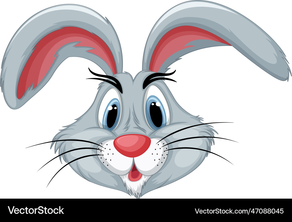 Cute rabbit head in cartoon style Royalty Free Vector Image