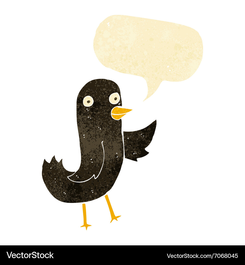 Funny cartoon bird with speech bubble Royalty Free Vector