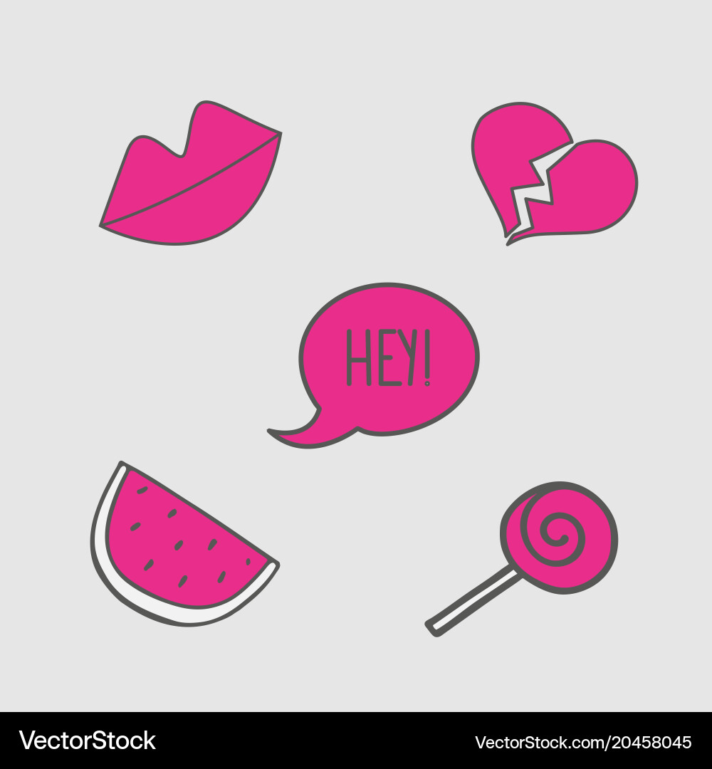 Hand drawn patches for happy valentines day Vector Image