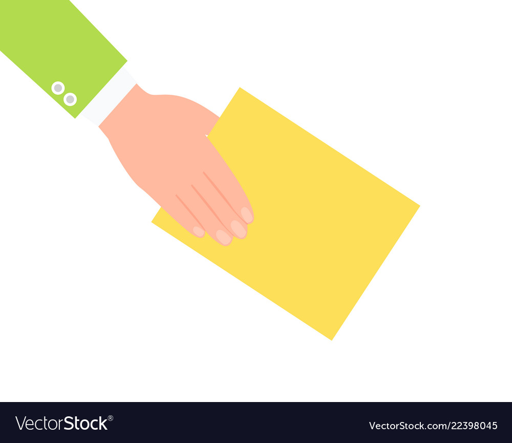 Human hand and yellow paper Royalty Free Vector Image