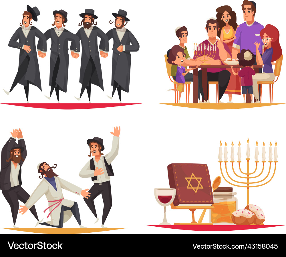 Jewish holiday compositions set Royalty Free Vector Image