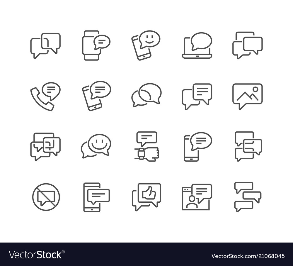 Line messages icons Royalty Free Vector Image - VectorStock