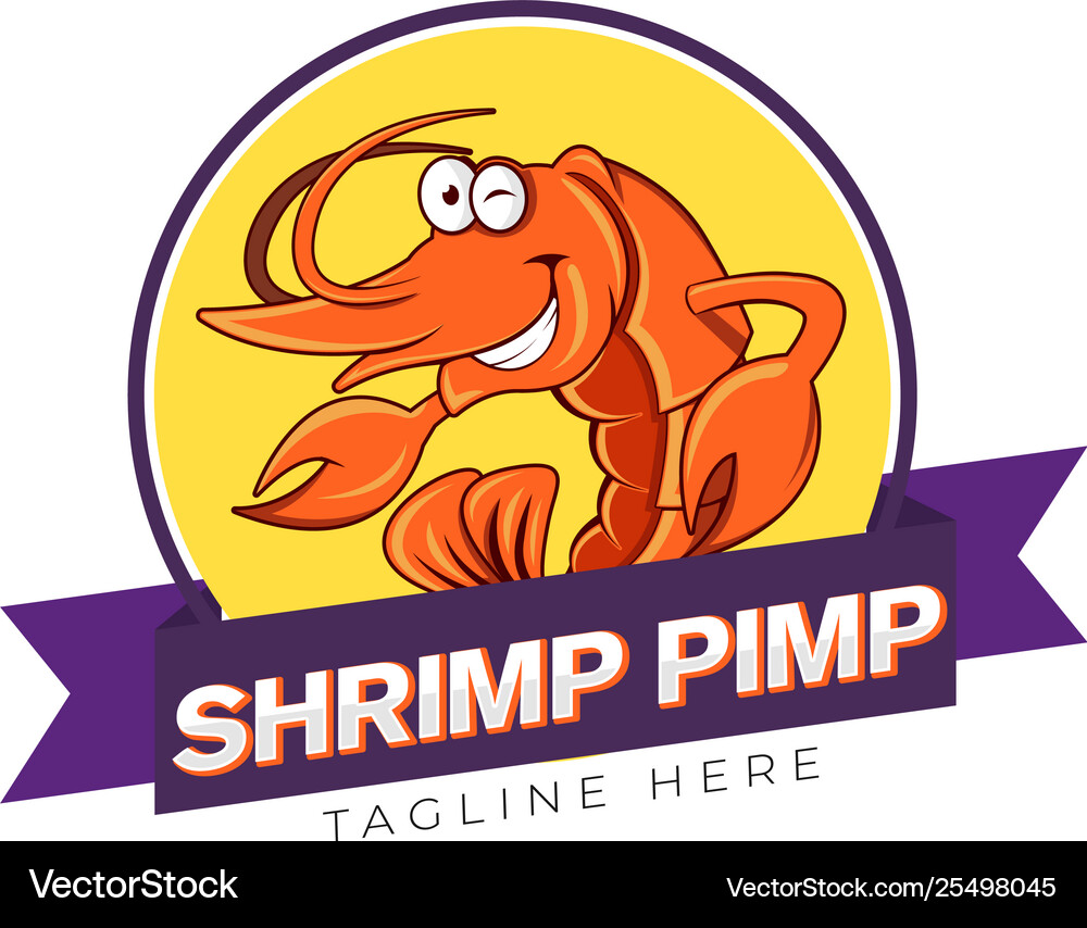 Shrimp pimp food logo design Royalty Free Vector Image