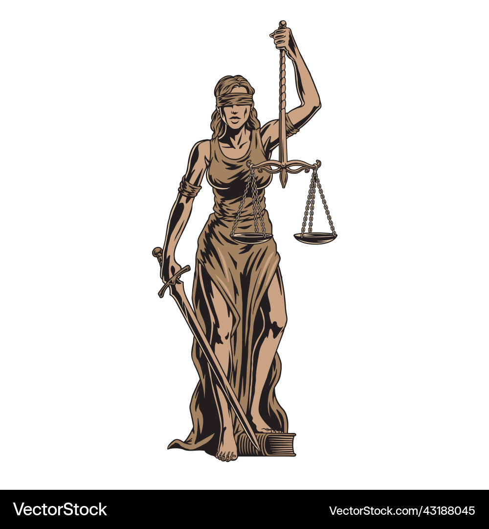 Themis goddess sculpture justice with scales Vector Image