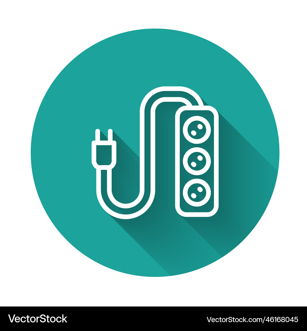 White line electric extension cord icon isolated Vector Image