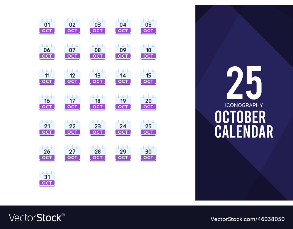 25 october calendar flat icon pack Royalty Free Vector Image 25 october calendar flat icon pack Royalty Free Vector Image