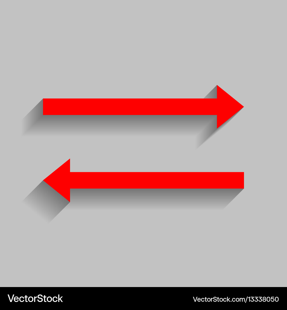 Arrow simple sign red icon with soft Royalty Free Vector