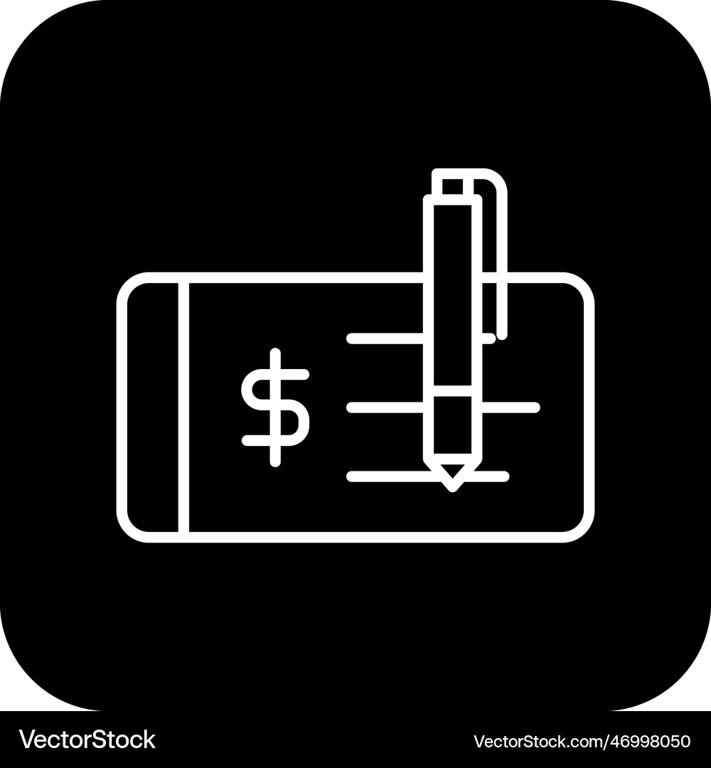 Checkbook finance icon with black filled line Vector Image