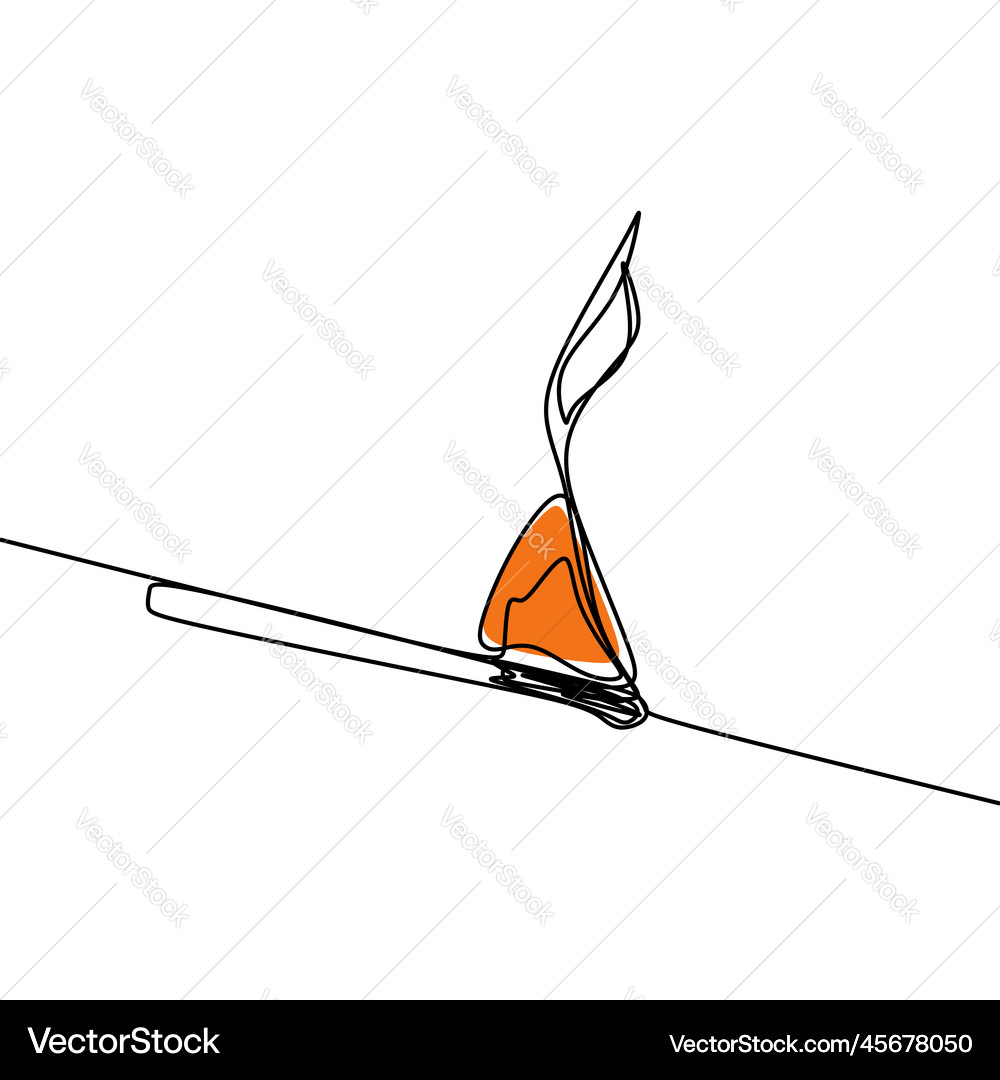 Continuous line drawing of burning a match Vector Image