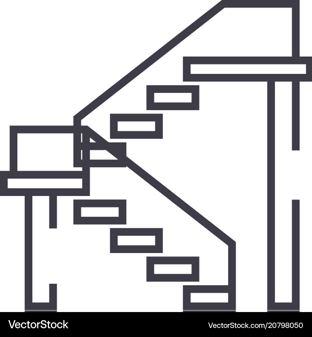 Double stairs line icon sign Royalty Free Vector Image