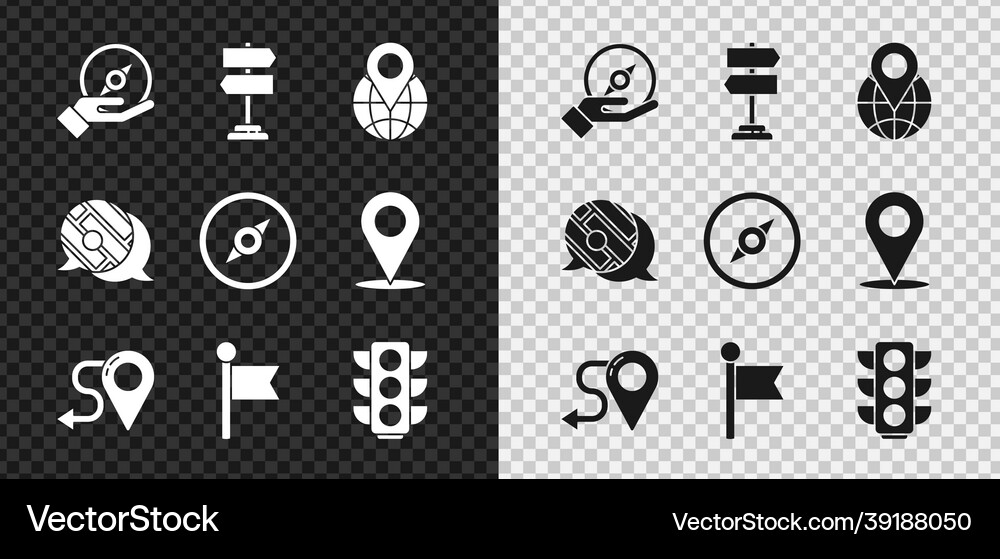 Set compass road traffic sign location Royalty Free Vector