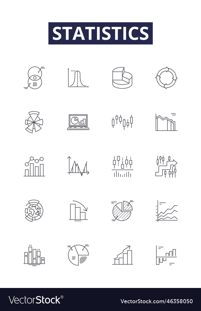 Statistics line icons and signs graph Royalty Free Vector