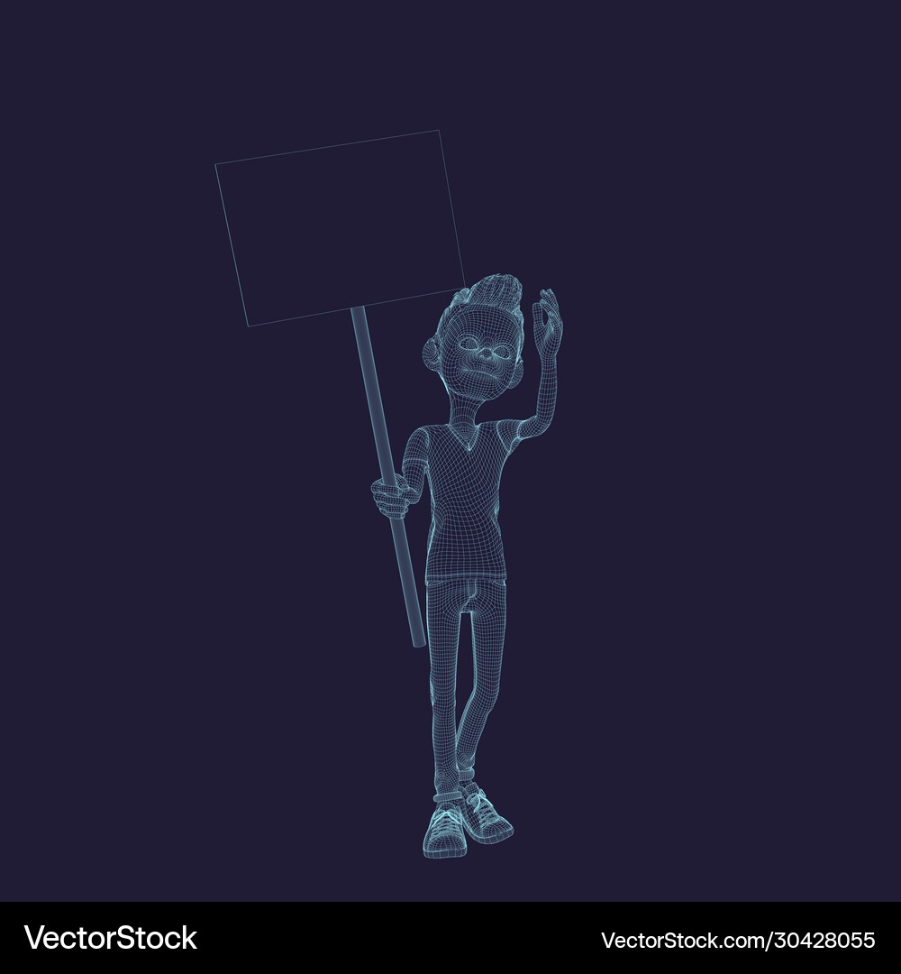 Cartoon character boy showing blank board Vector Image