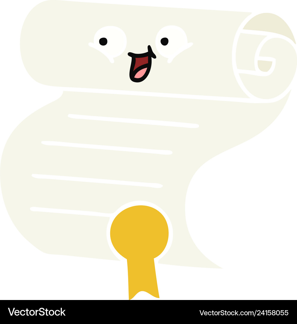 Flat color retro cartoon contract Royalty Free Vector Image