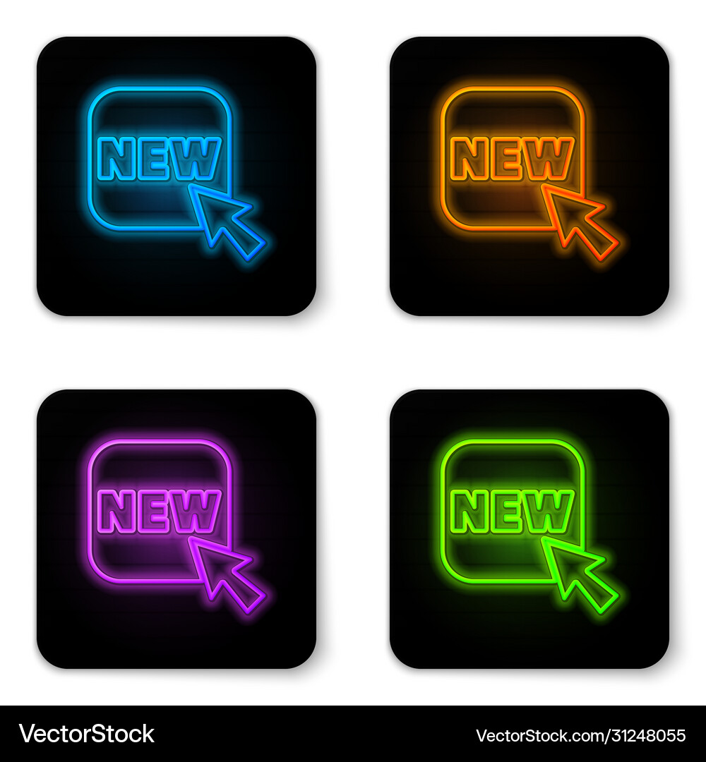 Glowing neon button with an inscription new icon Vector Image