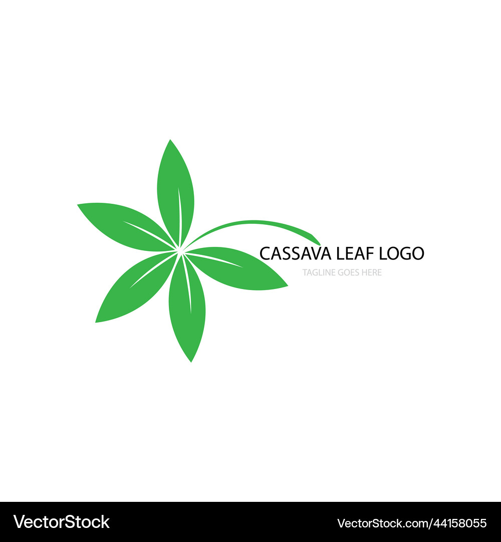 Green leaves cassava leaf logo design Royalty Free Vector