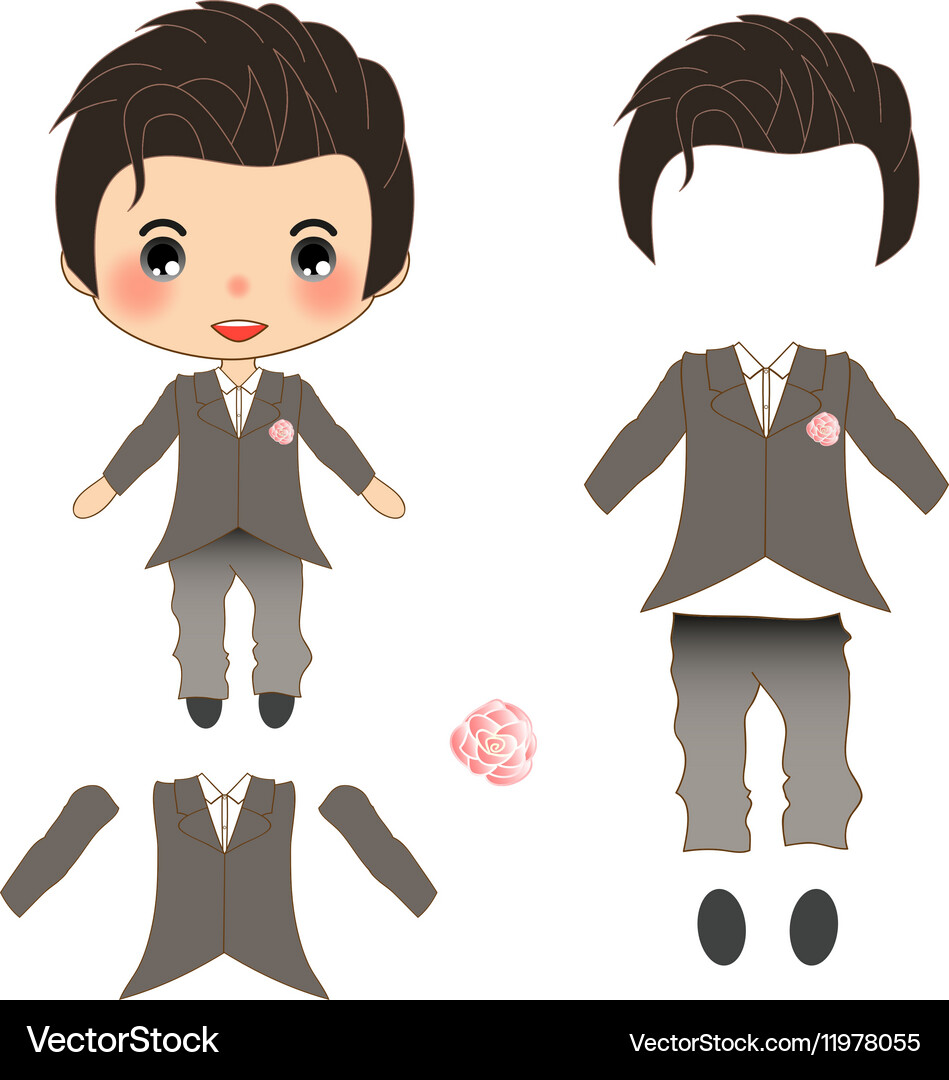 Groom wedding suit costume Royalty Free Vector Image