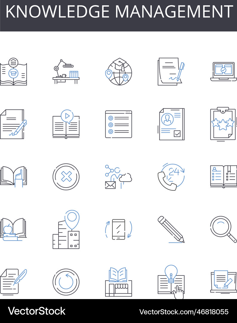 Knowledge management line icons collection talent Vector Image