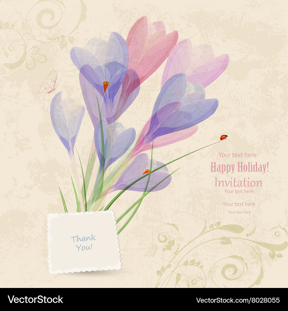 Retro invitation card with spring flowers for your